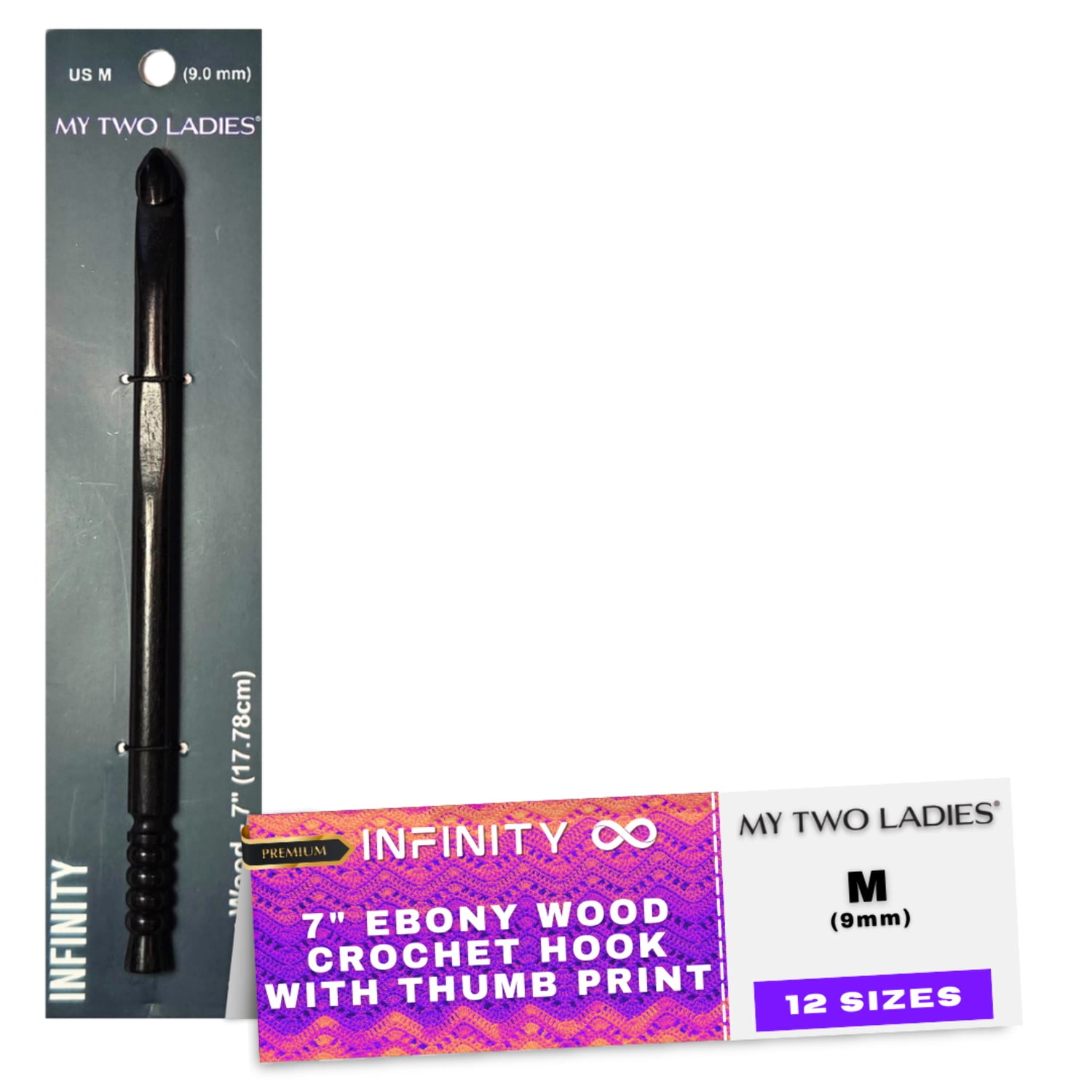 Infinity | Crochet Hook | Ebony | w/thumb print | 12 Sizes - Walmart.com