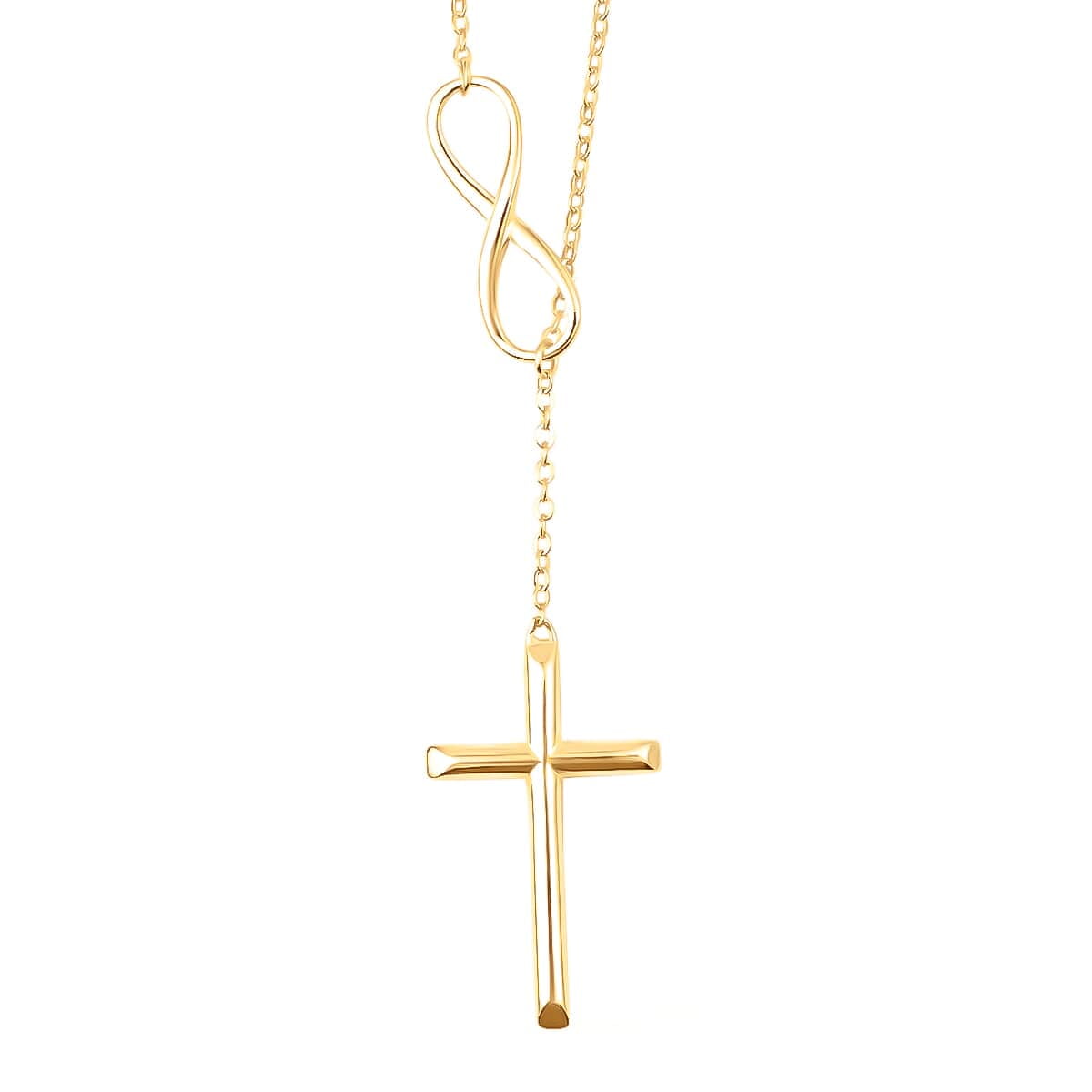 Infinity Cross Lariat Necklace 14K Yellow Gold Plated 925 Sterling ...