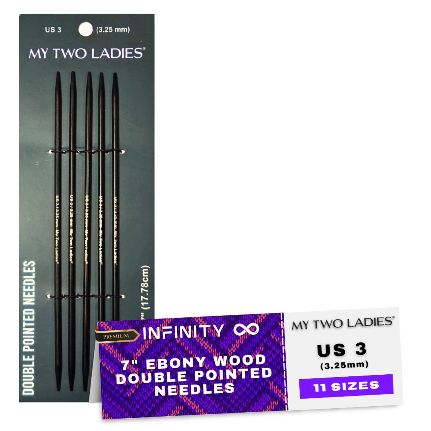 Infinity | Double Pointed Needles | Ebony | 11 Sizes - Walmart.com