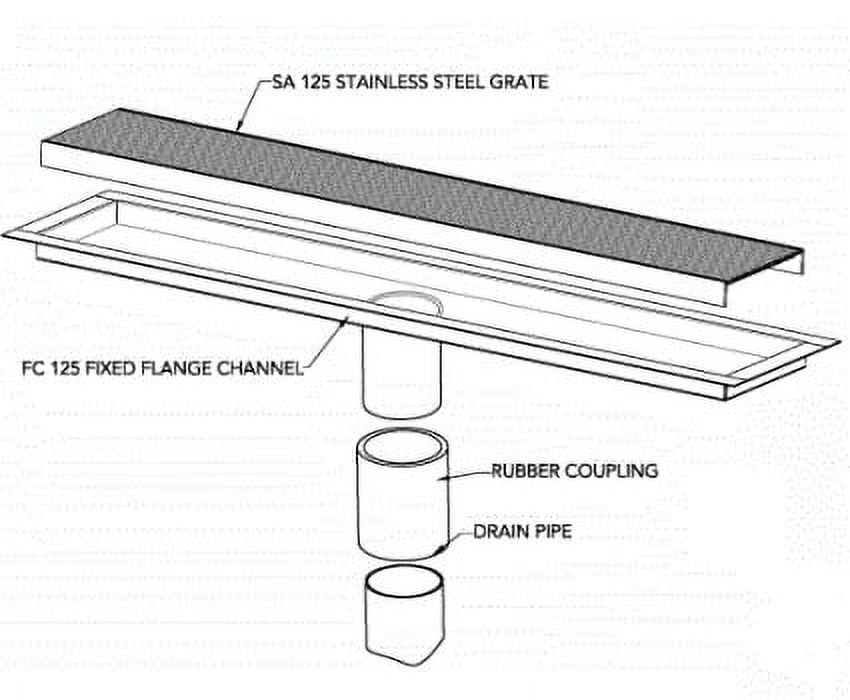 Infinity Drain - 48 Inch SA 125 Grate 1 Inch high - SA 12548 SS ...
