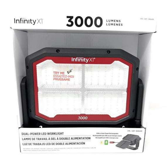 Infinity Dual-Powered LED Worklight - 3000 Lumens, USB & Solar ...