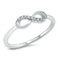 Sac Silver Infinity Forever Love Promise Ring, White CZ, .925 Sterling Silver Band, Sizes 4-10 ...