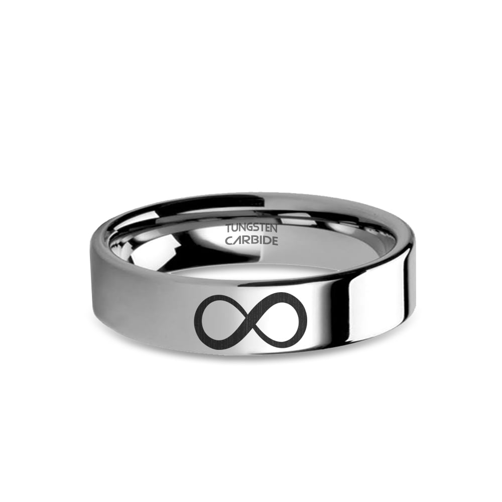 Infinity Forever Symbol Engraved Silver Tungsten Carbide Ring, 6mm ...