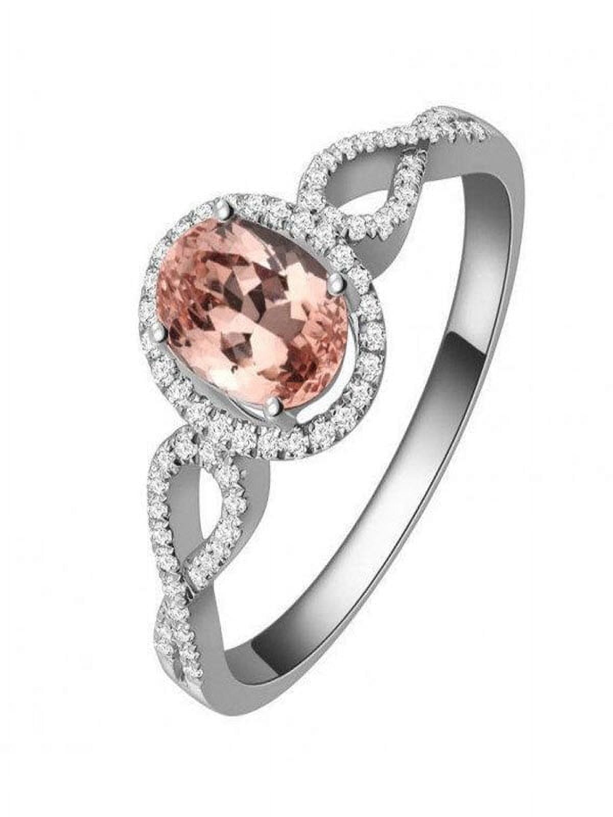 Infinity Halo Design Morganite and Diamond Engagement Ring in White ...