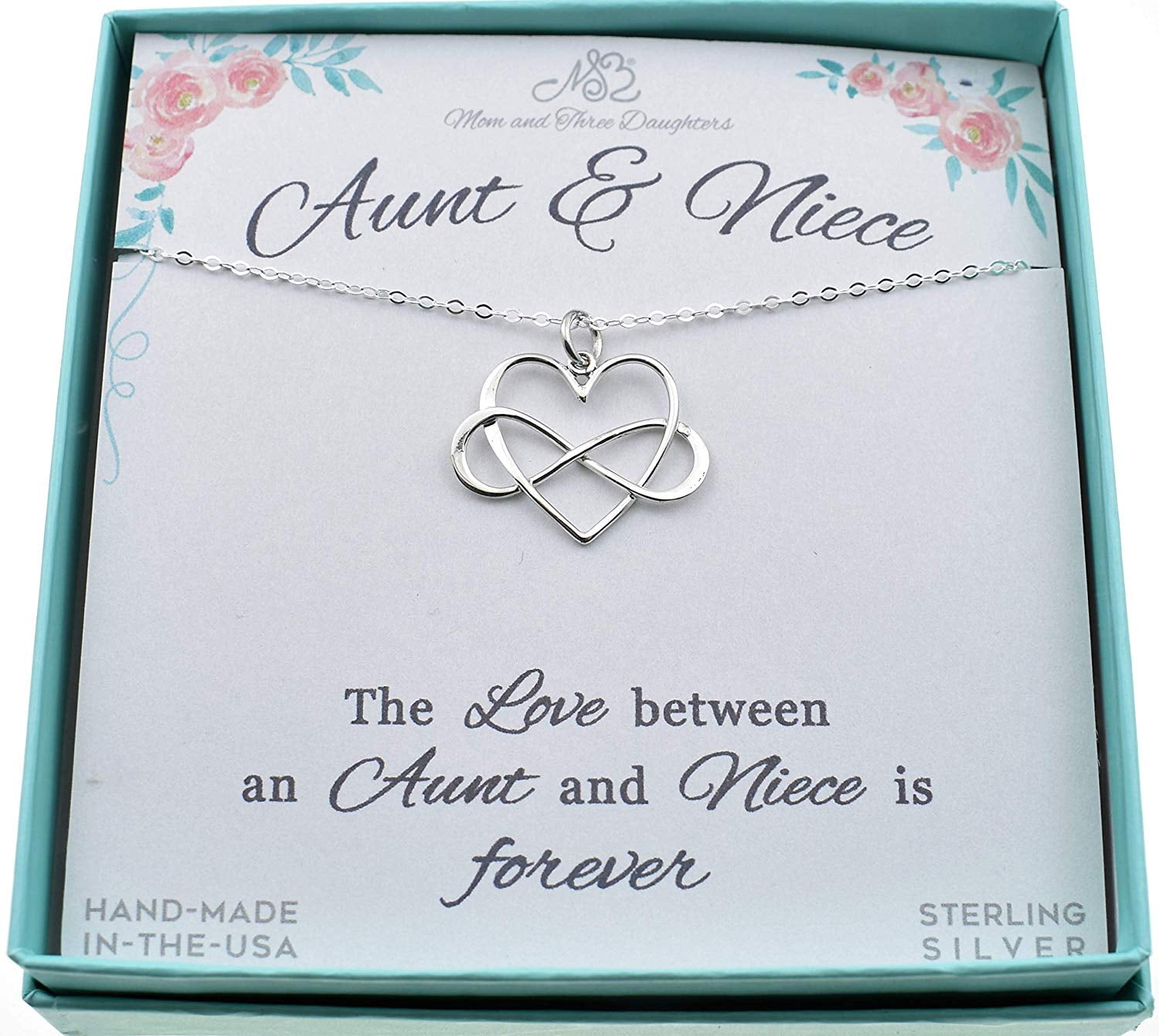 Infinity Heart Charm Pendant in Sterling Silver on an 18" Sterling ...