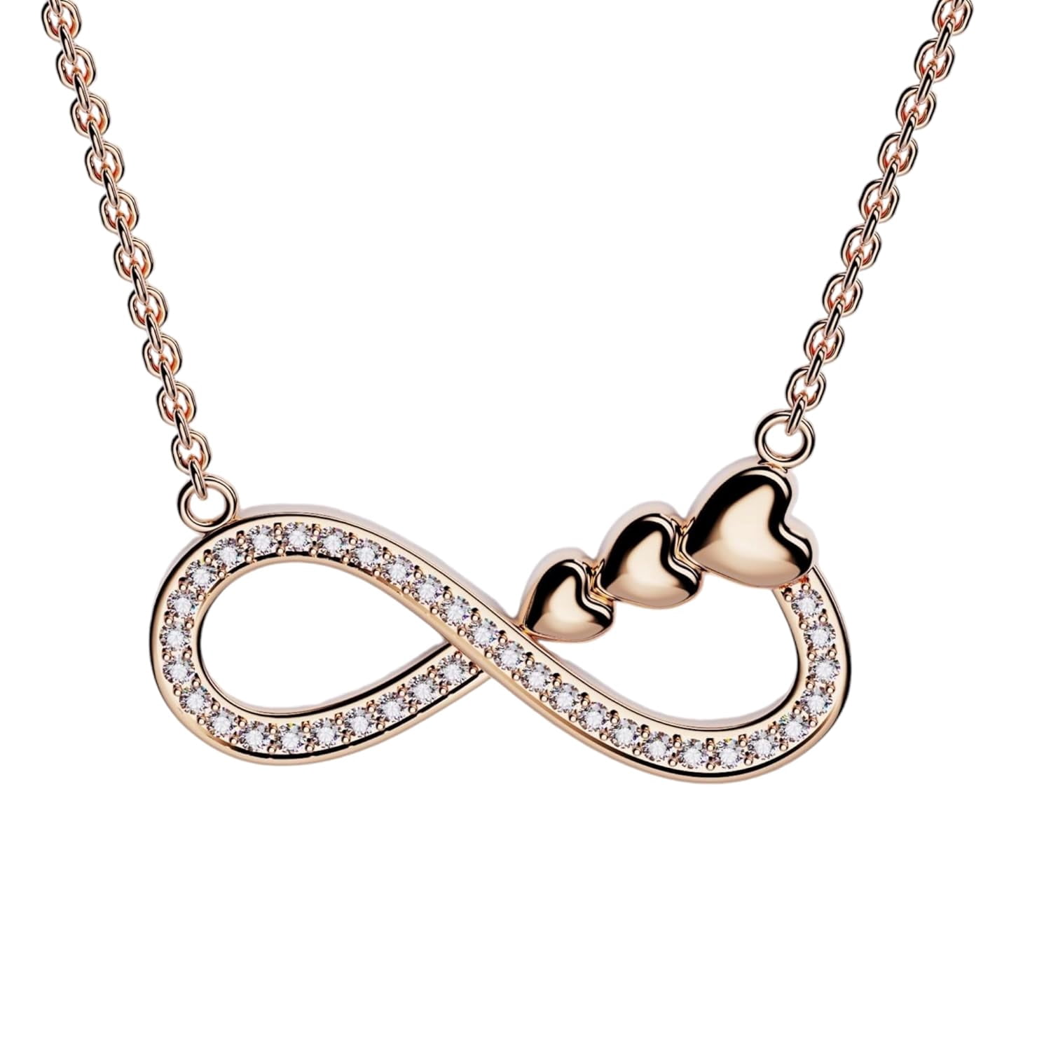 Infinity Heart Diamond Necklace 925 Sterling Silver Pendant Chain ...