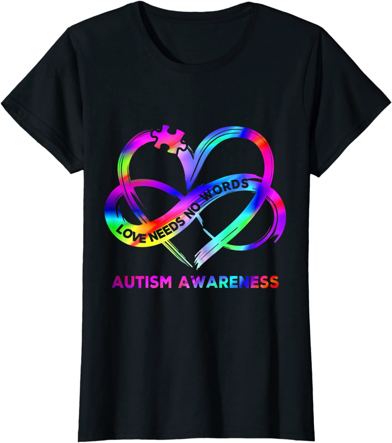 Noozuo Infinity Heart Autism Awareness Graphic Tee, Funny Casual Short ...