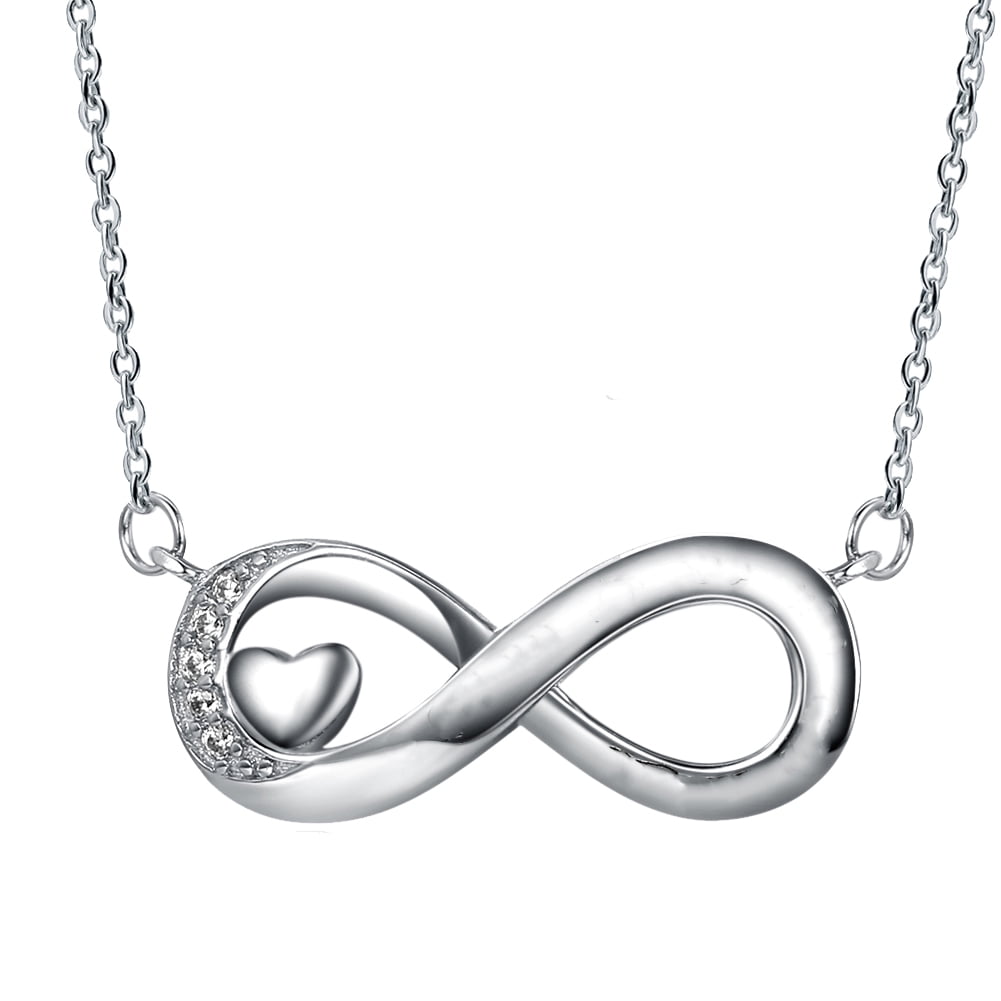 Infinity Heart Pendant Necklace Sterling Silver Cz Womens Ginger Lyne ...