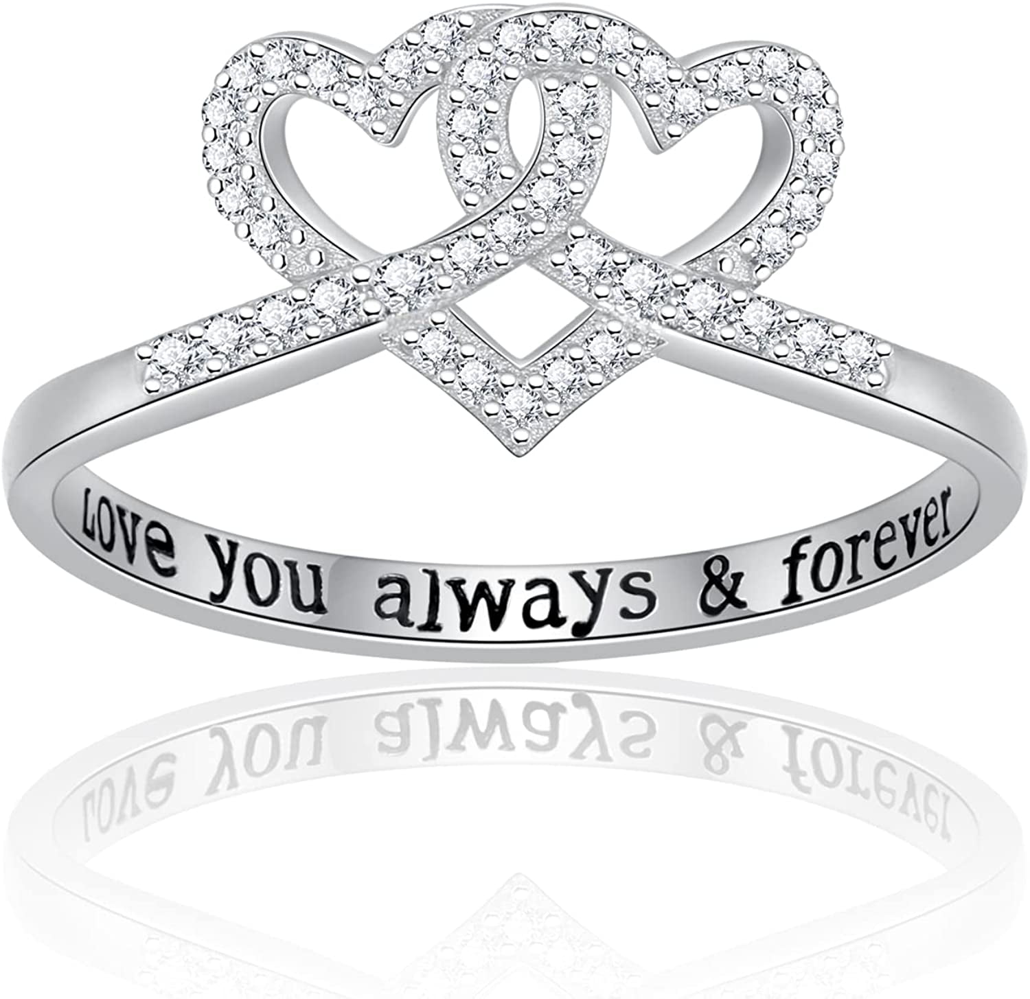 Infinity Heart Rings for Women Sterling Silver Forever Linked Together ...