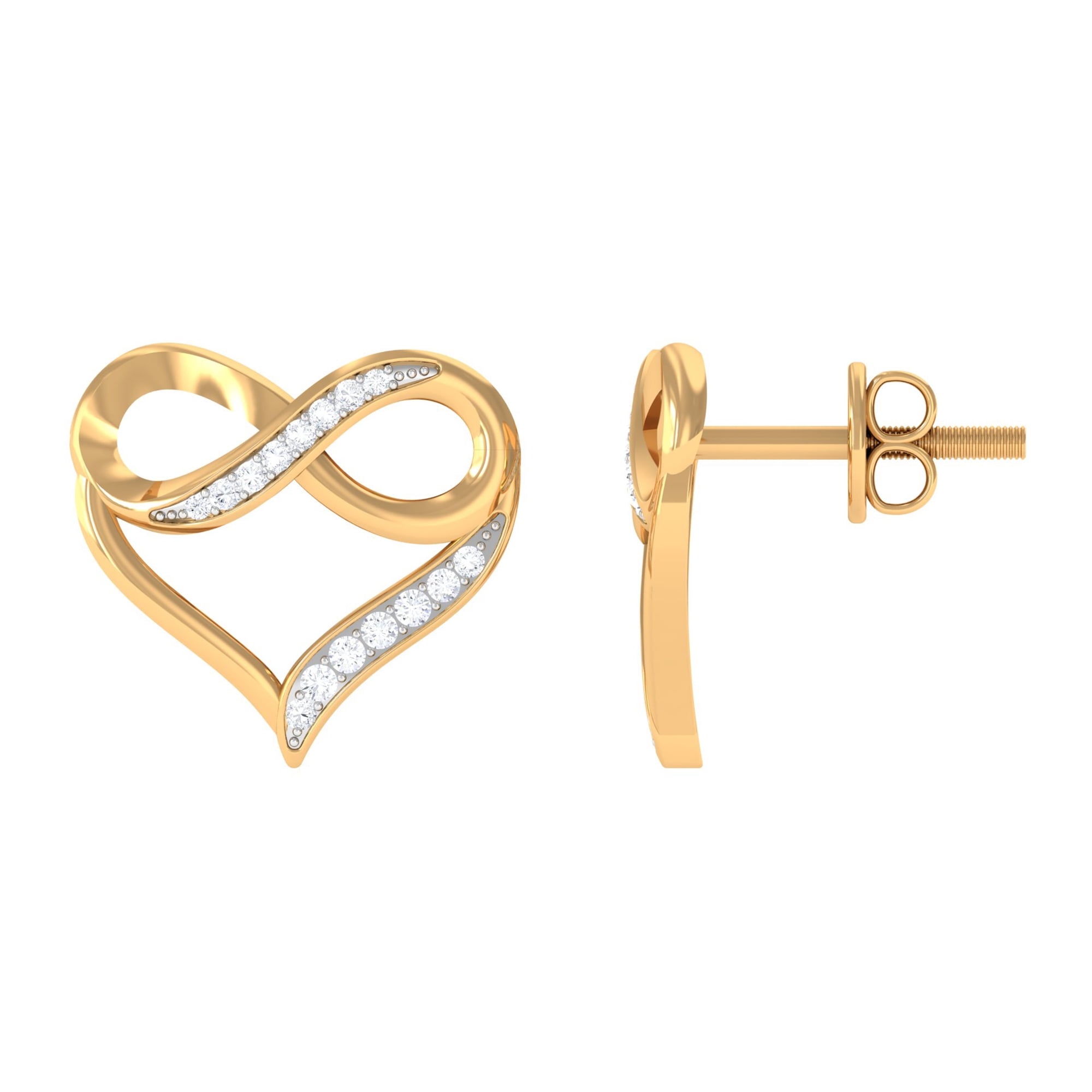 Infinity Heart Stud Earrings with Certified Moissanite for Women (D-VS1 ...