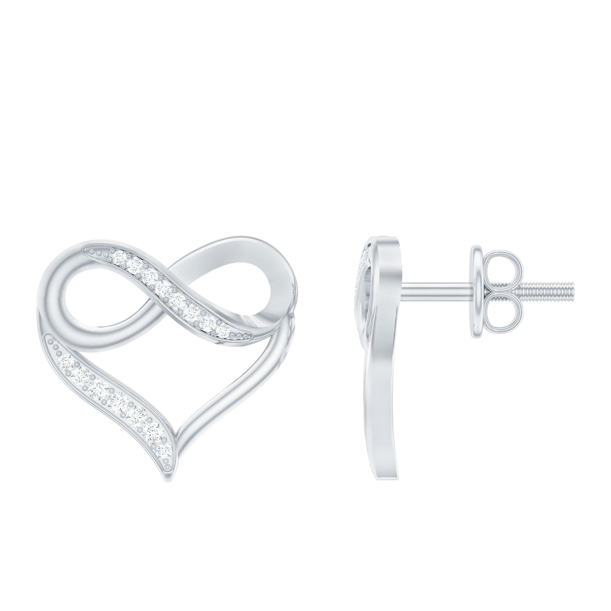 Rosec Jewels Infinity Heart Stud Earrings with Certified Moissanite for ...