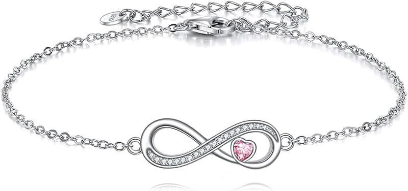 Infinity Heart Symbol Charm Link Bracelet 925 Sterling Silver ...