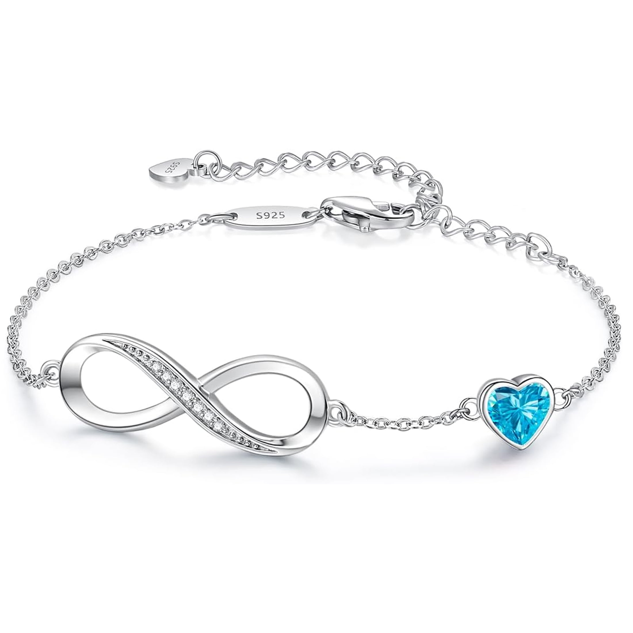 Infinity Heart Charm Link Stainless Steel Adjustable Bracelet ...