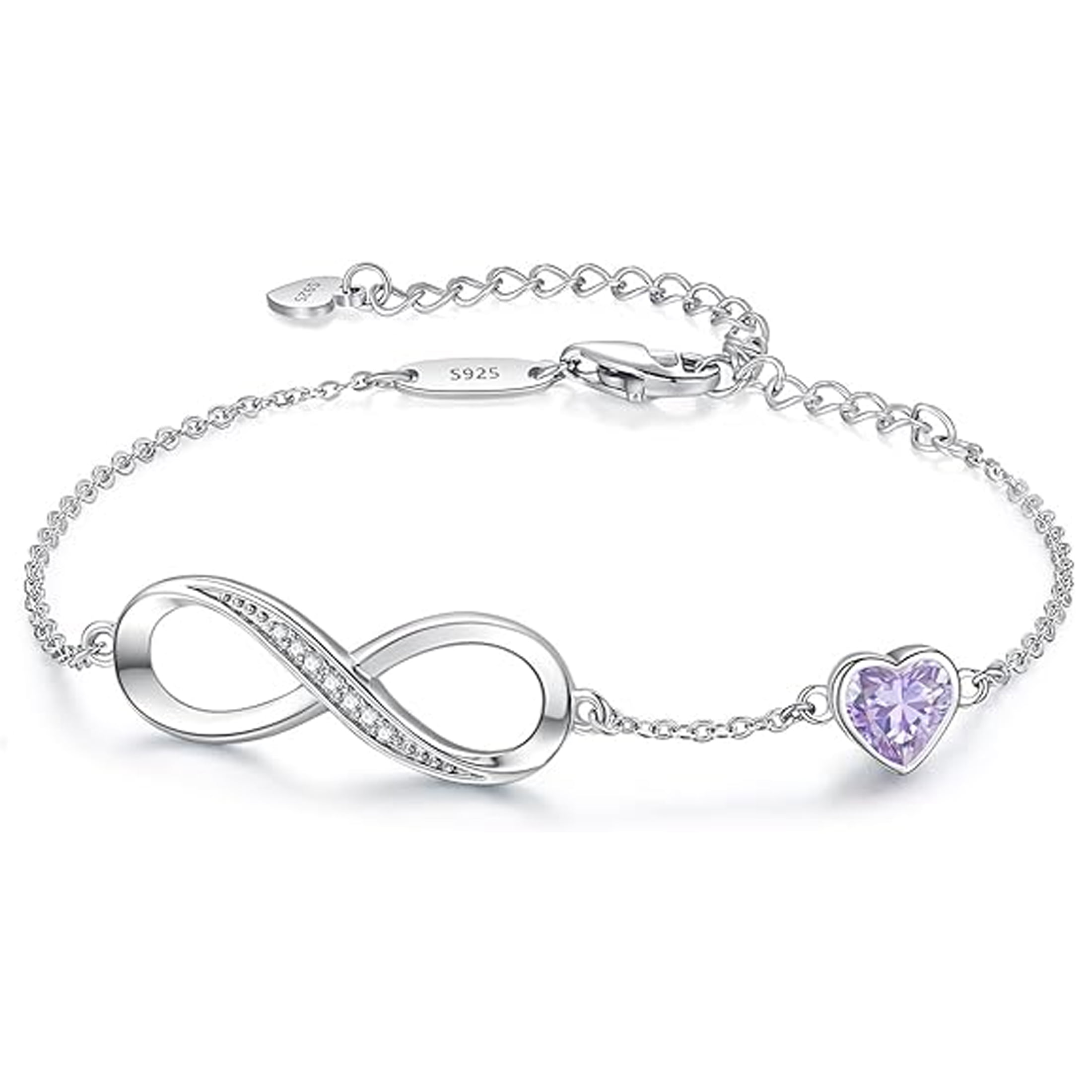 Infinity Heart Symbol Charm Link Bracelet for Women Stainless Steel ...