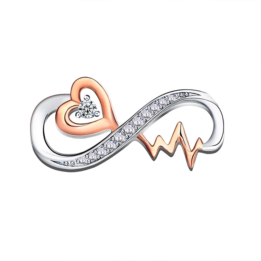 Infinity Heartbeat Charm European Bead Sterling Silver Clear CZ Ginger ...