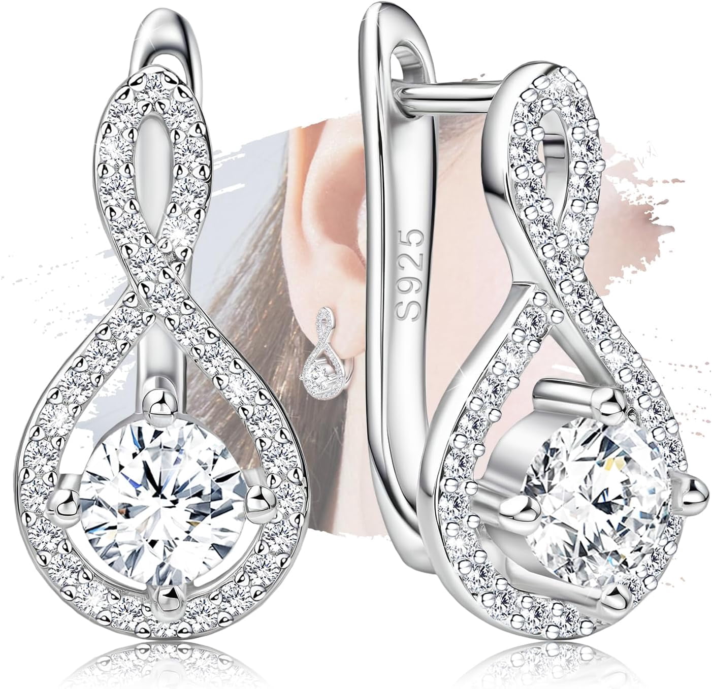Infinity Hoop Earrings for Women Classic Sterling Silver Infinite Hoop ...