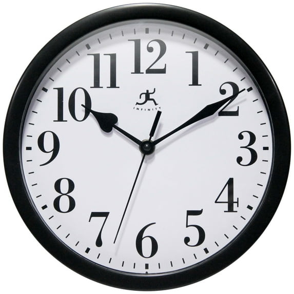 "Infinity Instruments Black Wall Clocks, 10"" Round Classic Analog for ...