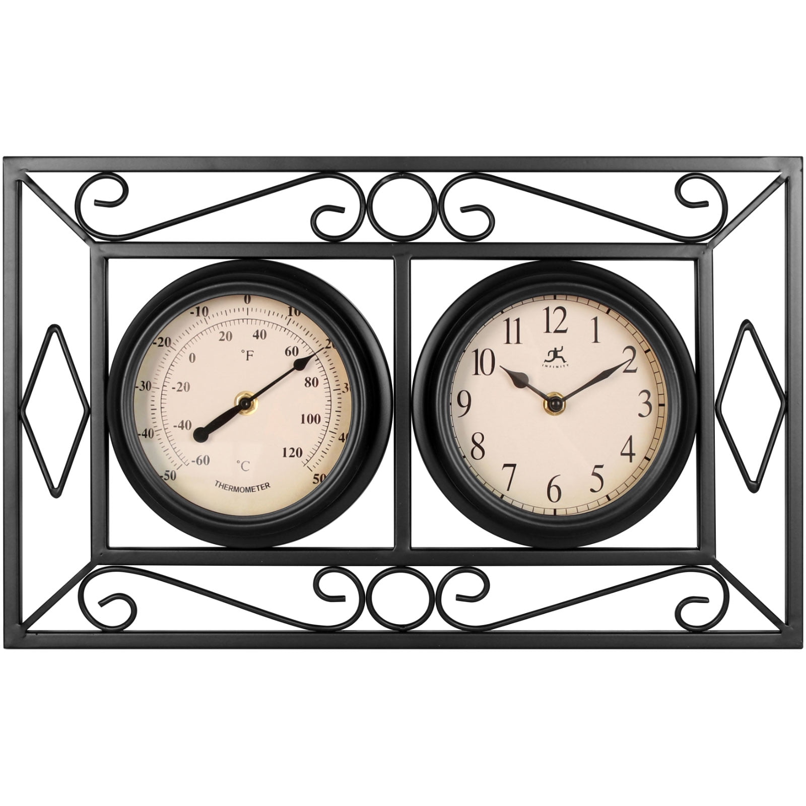Infinity Instruments 20108BK-TC The Bookend Outdoor Hanging Clock ...
