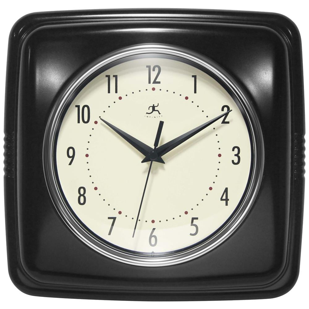 Infinity Instruments 9.5" Quartz Retro Square Indoor Wall Clock, Silent ...