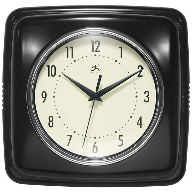 Infinity Instruments 9.5" Quartz Retro Square Indoor Wall Clock, Silent ...