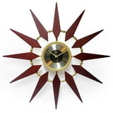 Infinity Instruments Analog Round Natural Mid-Century Wall Clock ...