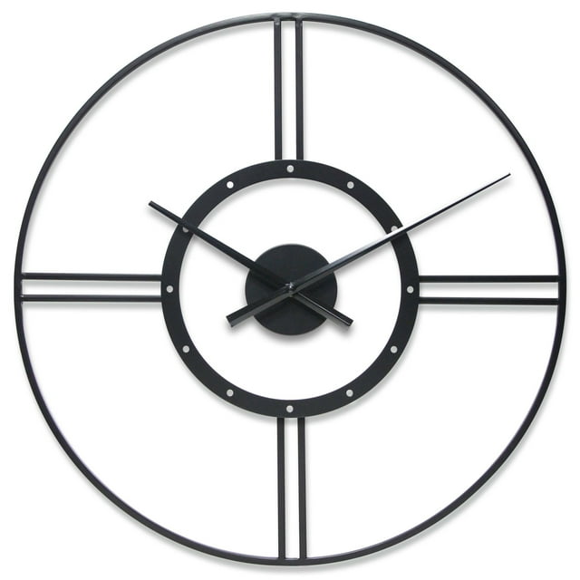 Infinity Instruments Astro Black Round Modern 24-inch Analog Wall Clock ...