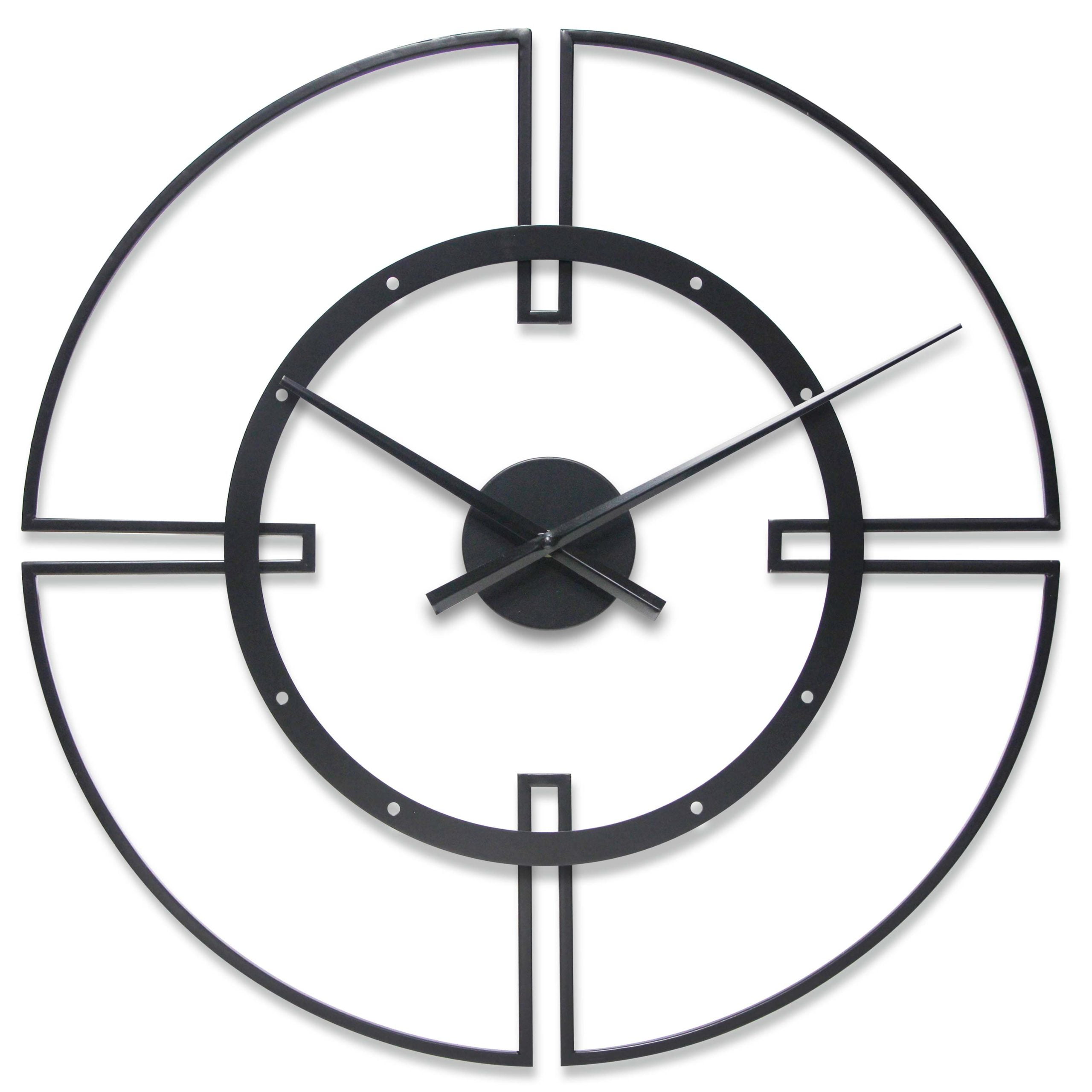 Infinity Instruments Cosmo Black Round Modern 24-inch Analog Wall Clock ...