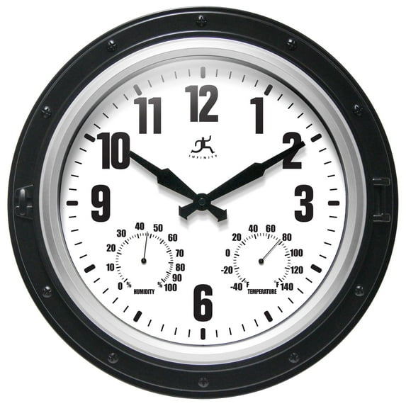 Infinity Instruments Forecaster Silver Outdoor Wall Clock with ...