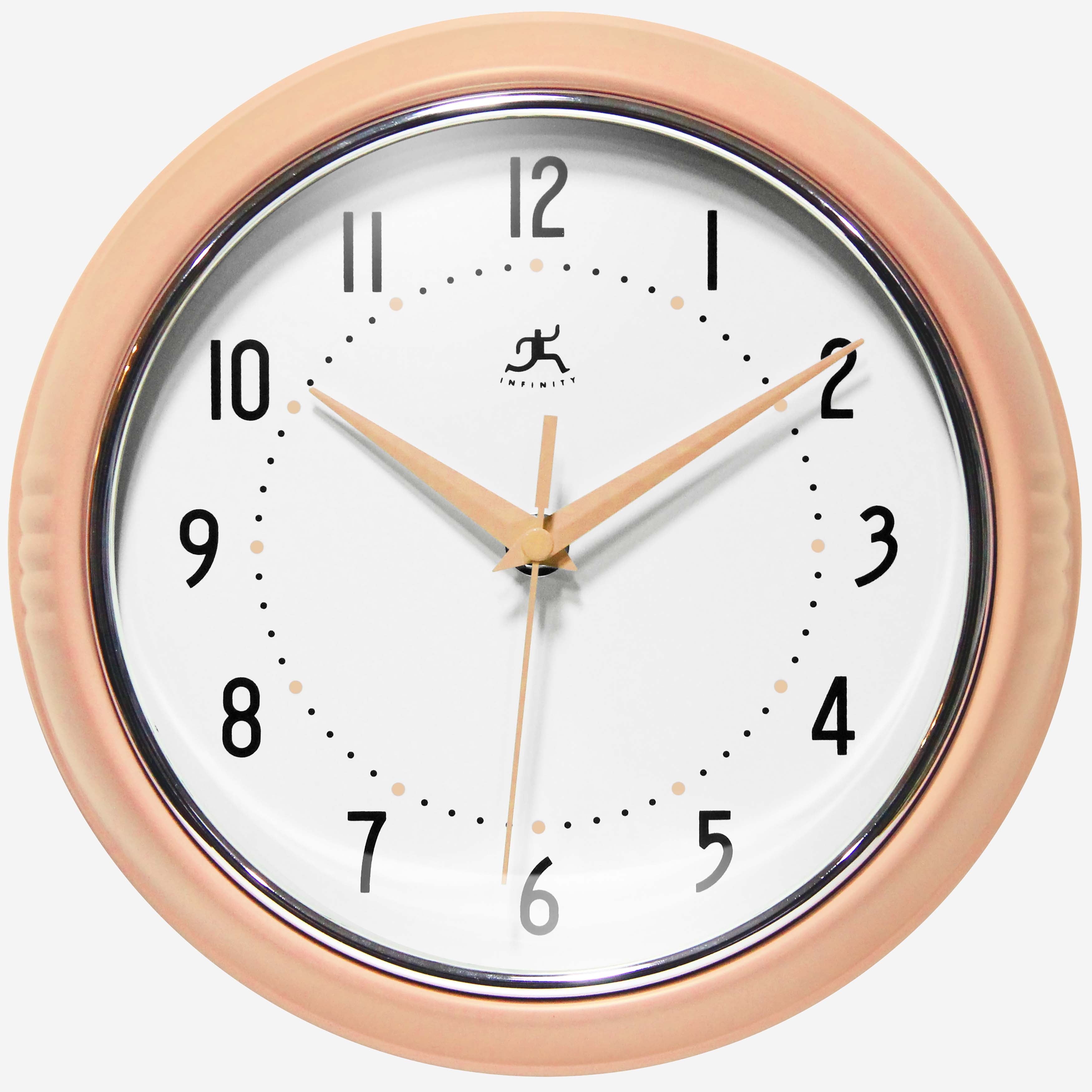 Infinity Instruments Retro 9.5 Inch Round Indoor Wall Clock, Peach Fuzz - Walmart.com