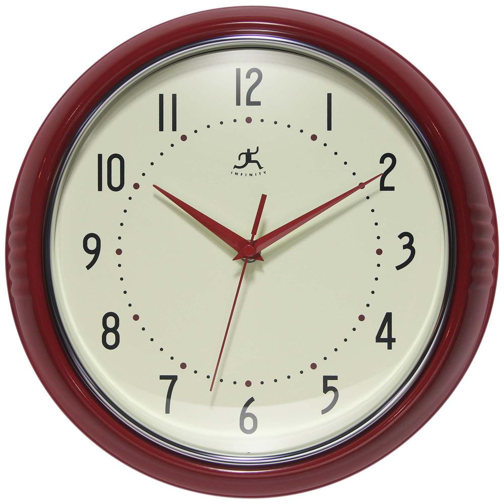 Infinity Instruments Retro Round Red Wall Clock, 12" - Walmart.com