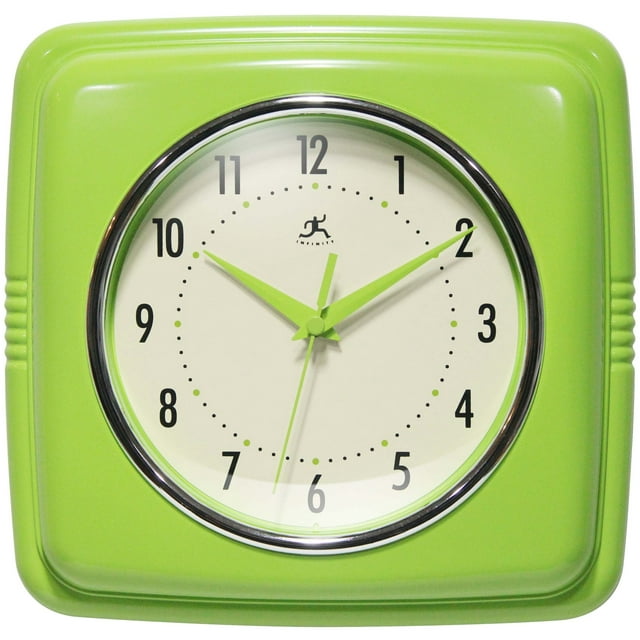 Infinity Instruments Retro Square Apple Green Plastic 9.25-inch Analog ...