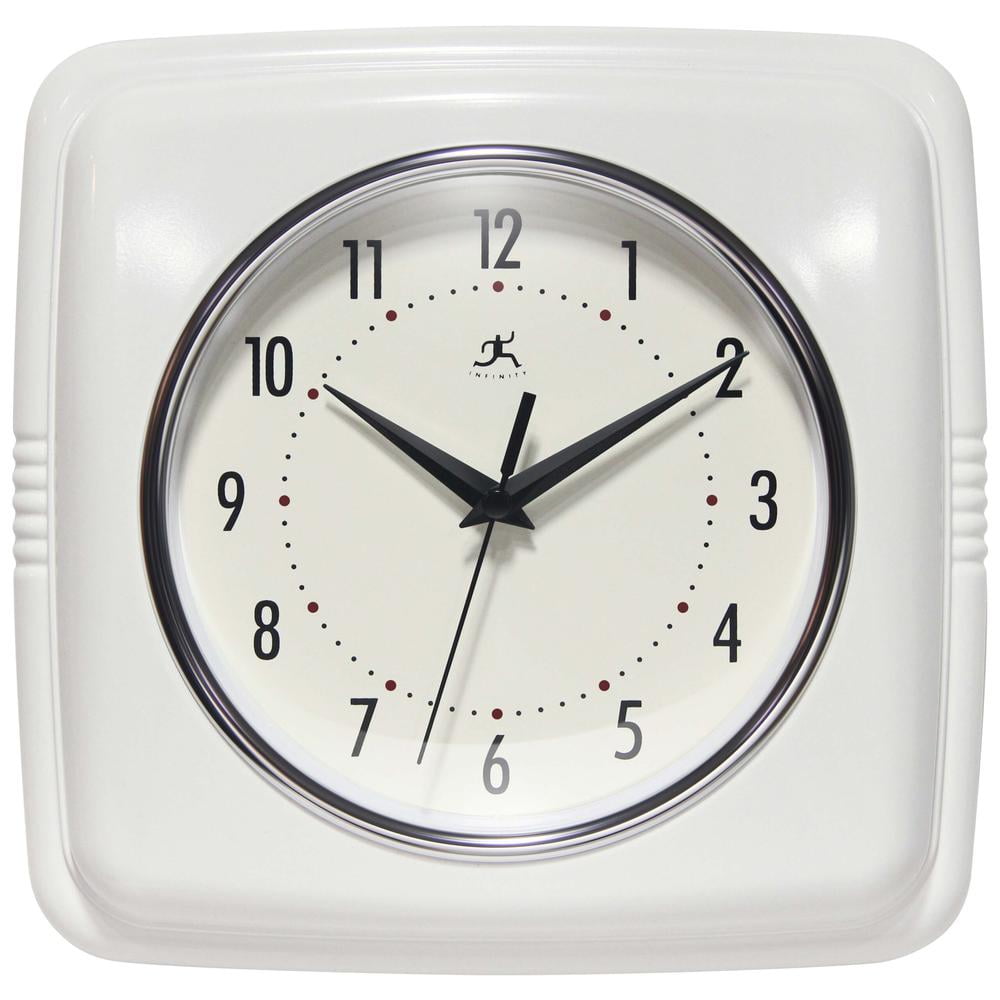 Infinity Instruments Retro Square White Wall Clock, 9.25" - Walmart.com