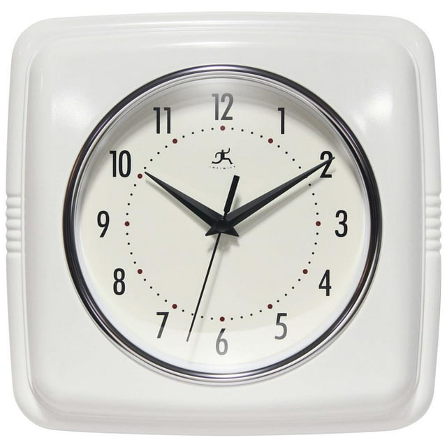 Infinity Instruments Retro Square White Wall Clock, 9.25" - Walmart.com