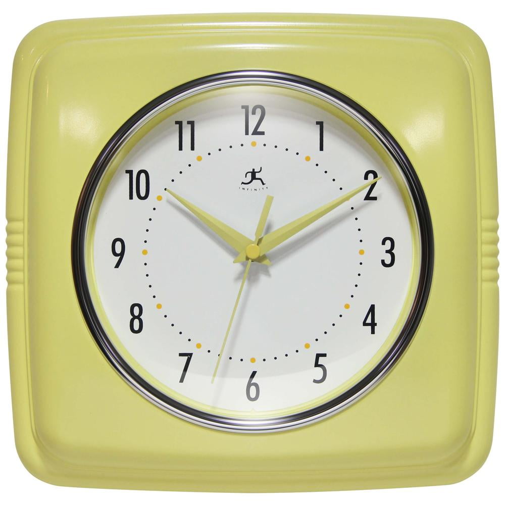 Infinity Instruments Retro Square Yellow Wall Clock, 9.25" - Walmart.com