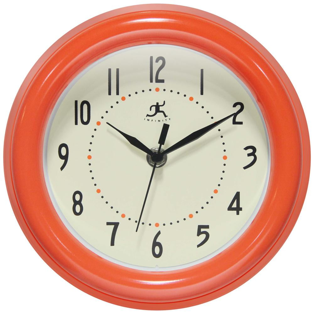 Infinity Instruments Spartan 8" Round Wall Clock, Orange - Walmart.com
