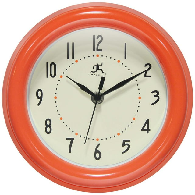 Infinity Instruments Spartan 8" Round Wall Clock, Orange - Walmart.com