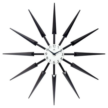 Infinity Instruments Analog Round Natural Mid-Century Wall Clock ...