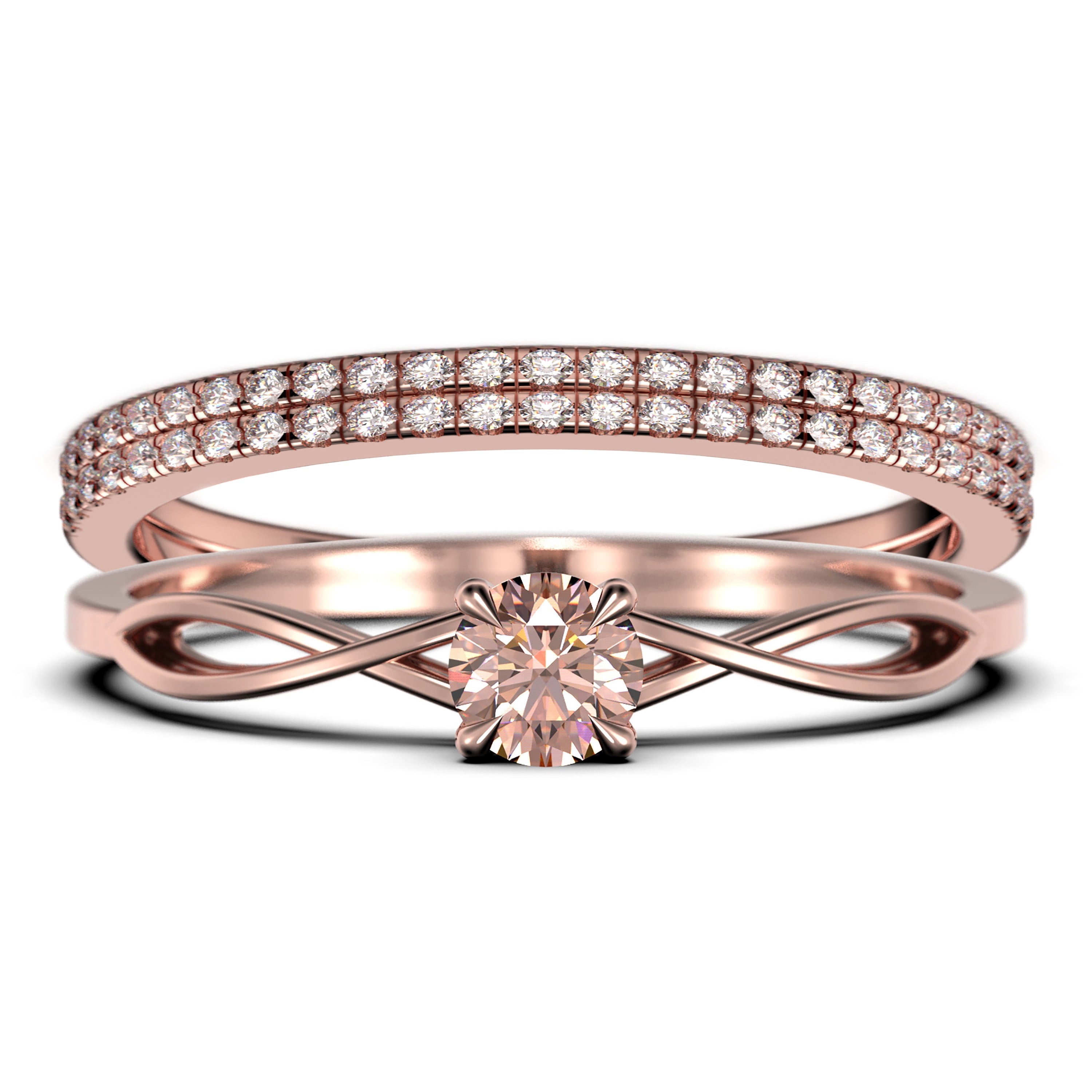 Infinity Loop 1.50 Carat Round Cut Morganite Engagement Ring, Twisted ...