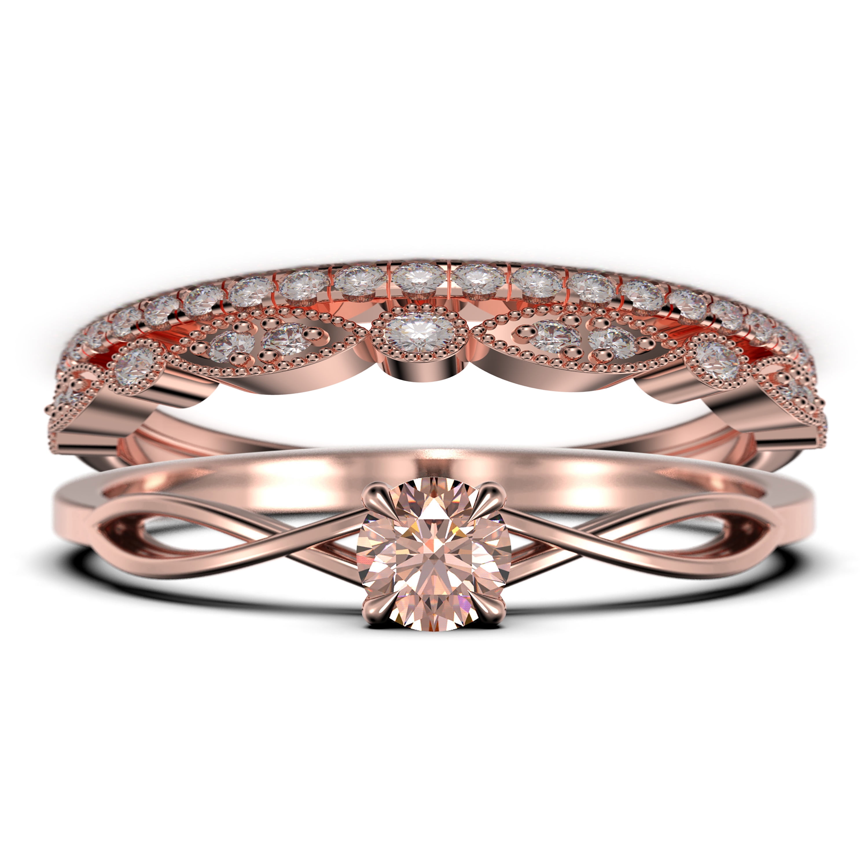 Infinity Loop Minimalist 1.50 Carat Round Cut Morganite Engagement Ring ...