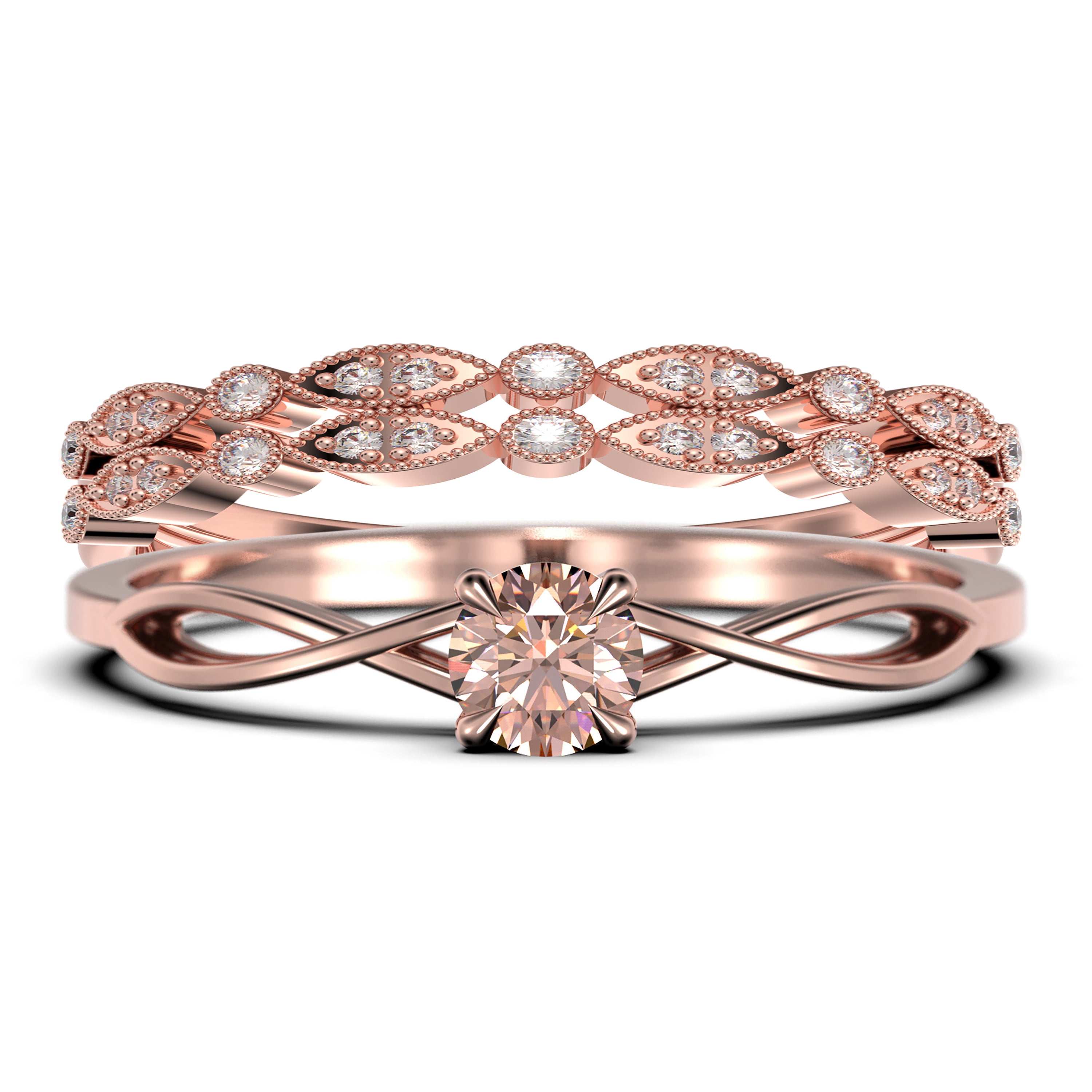 Infinity Loop Minimalist 1.50 Carat Round Cut Morganite Engagement Ring ...