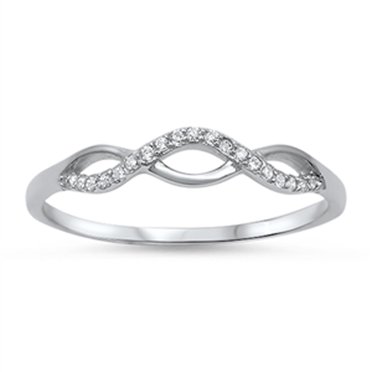 Infinity Forever Love White CZ Promise Ring .925 Sterling Silver Band ...