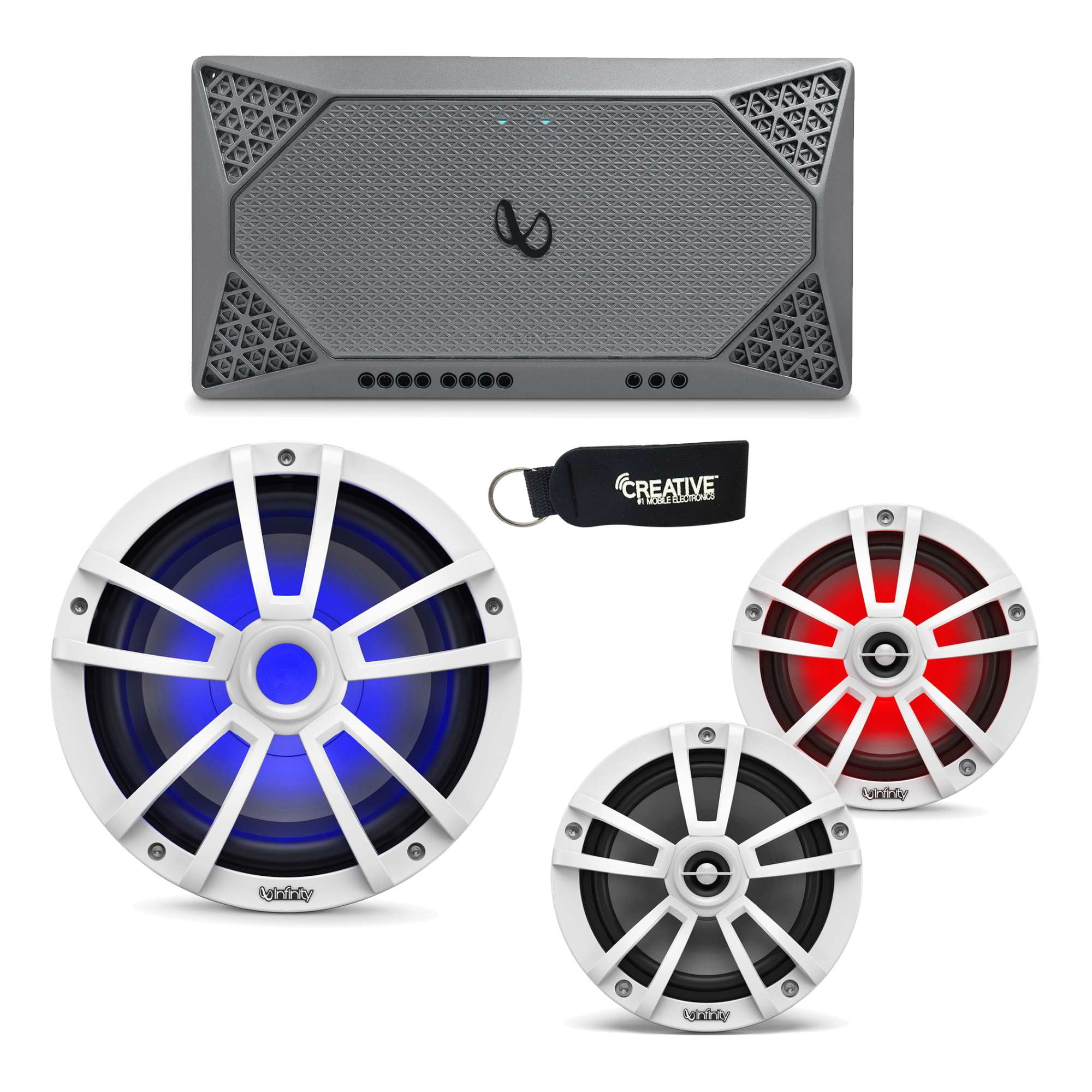 Infinity Marine - A Pair of 622MLW White 6.5" LED Speakers, A 1022MLW ...