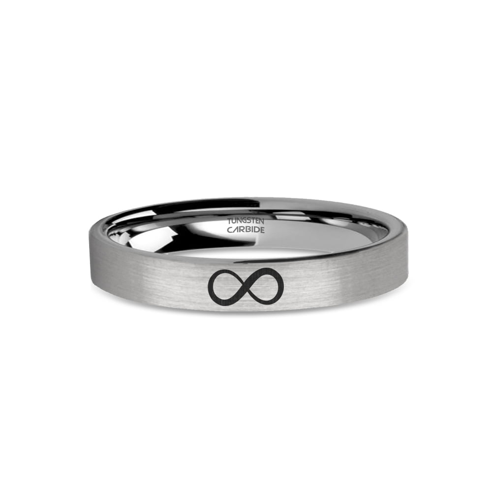 Infinity Math Symbol Engraved Brushed Silver Tungsten Ring, 4mm, Size ...