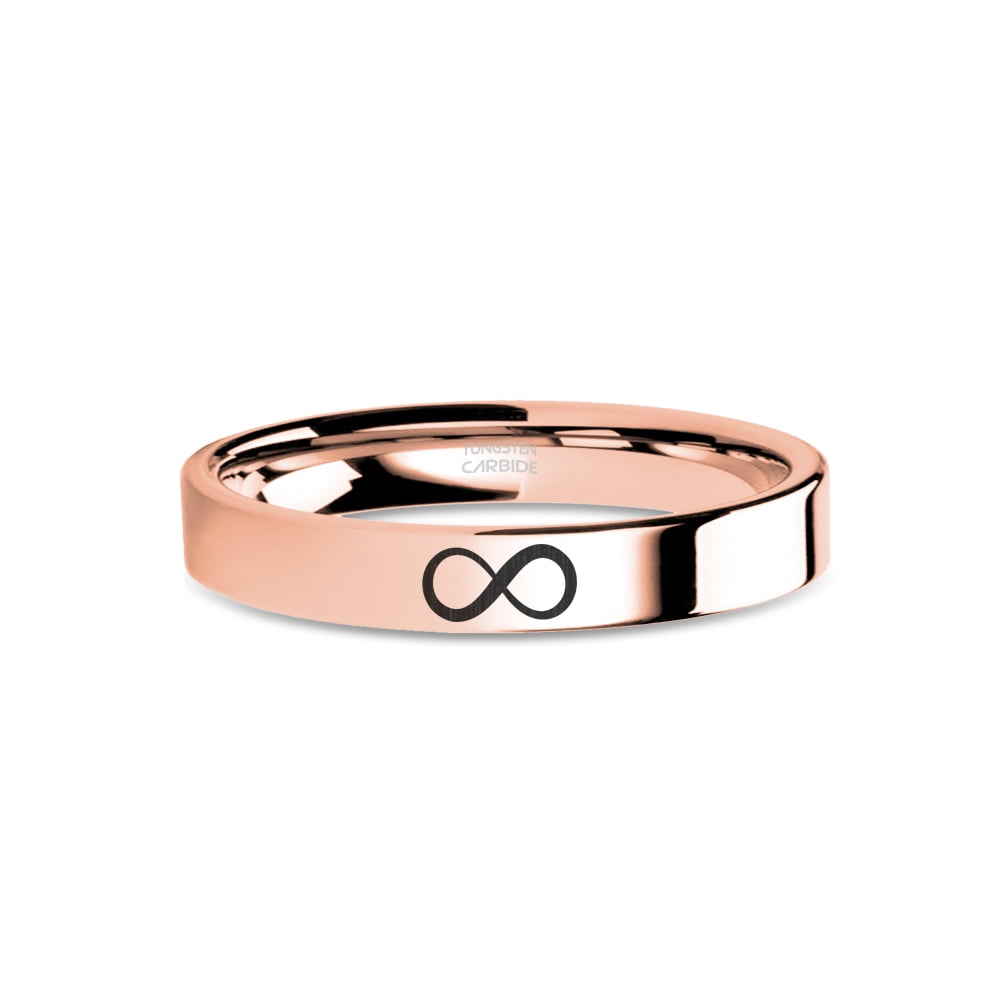 Infinity Math Symbol Engraved Rose Gold Tungsten Ring, Polished, 4mm ...