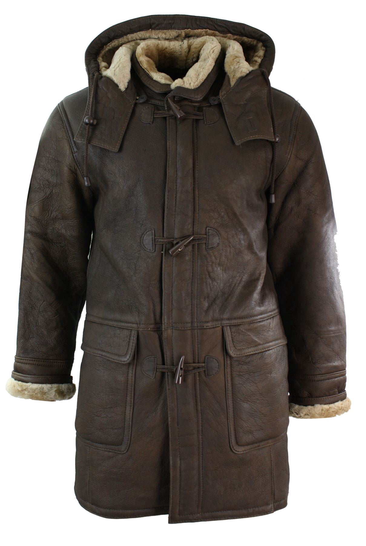 Infinity Men Winter Sheepskin Duffle Safari Jacket Tan Hood - Walmart.com