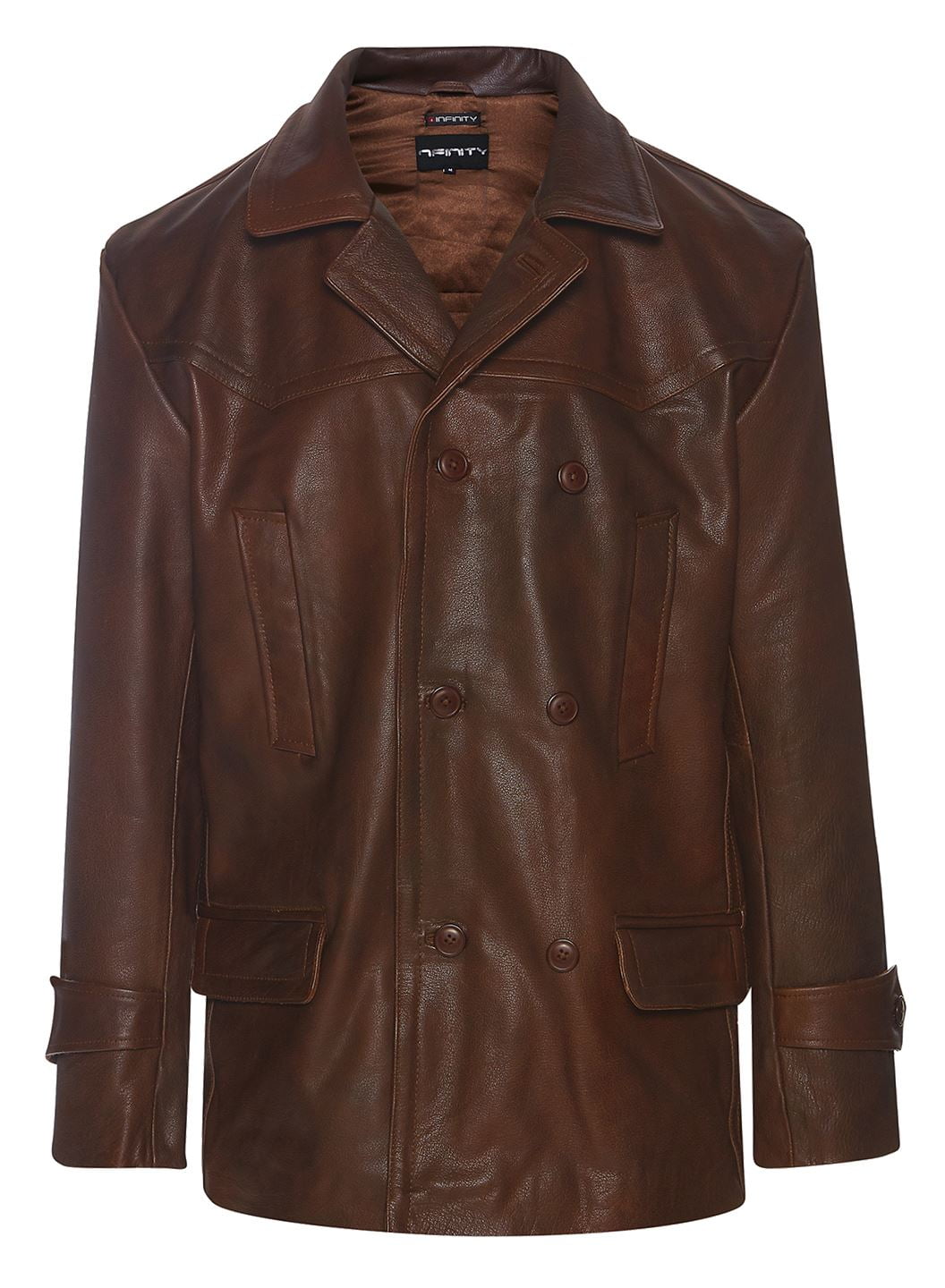 Infinity Men's 3/4 Double Breasted Leather Kriegsmarine Jacket ...