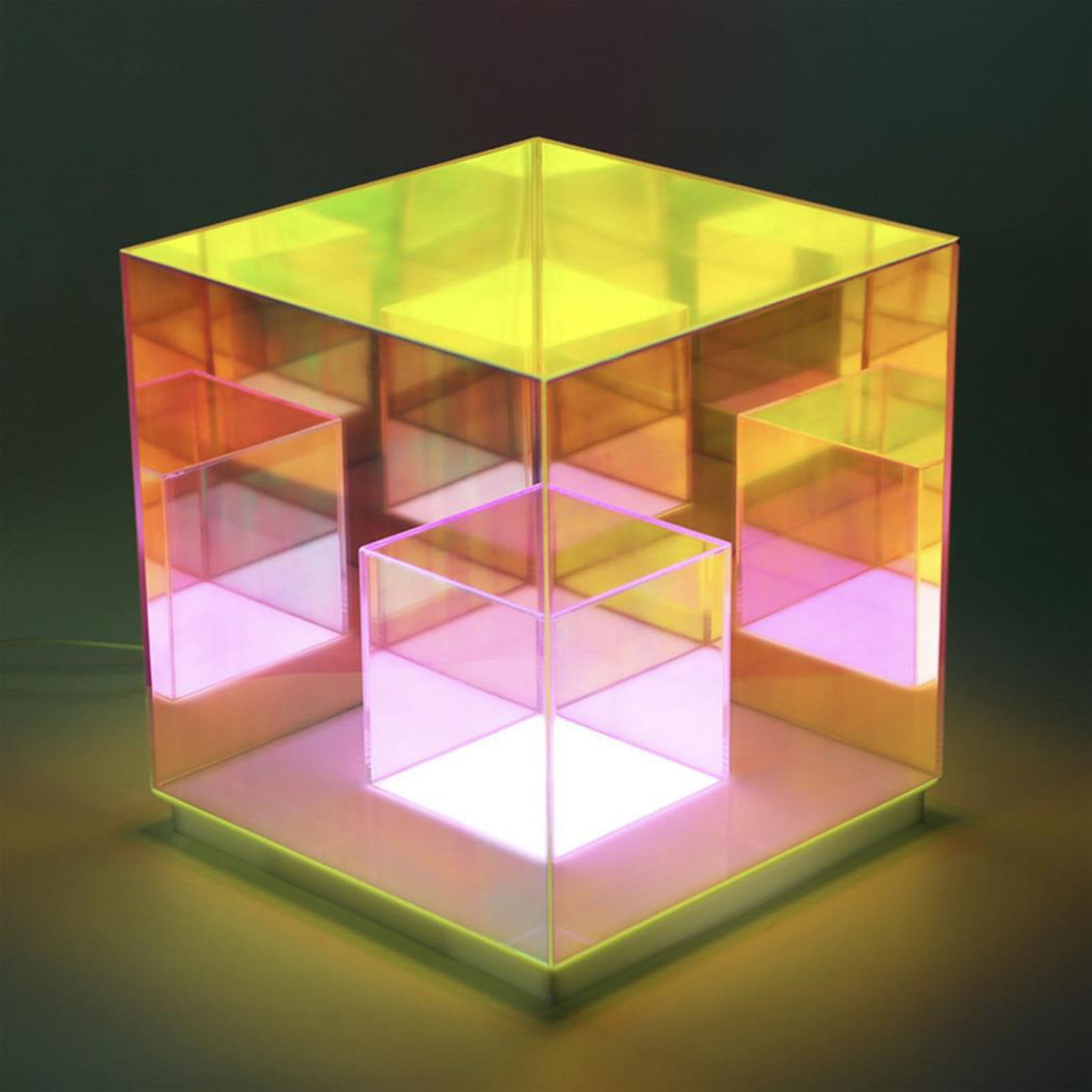 Infinity Mirror Table Lamp Colorful Cube Acrylic Table Lamp 3D LED ...
