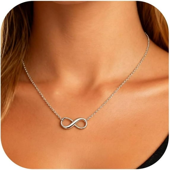 Infinity Necklace Silver/Gold for Women Horizontal 8 Pendant Necklaces ...