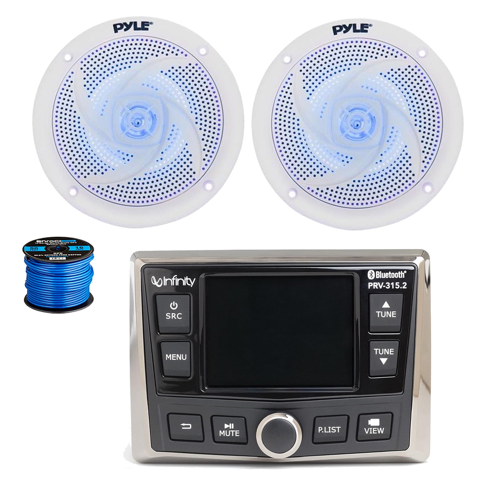 Infinity PRV-315.2 Marine Gauge Mount USB Bluetooth AM/FM/WeatherBand ...