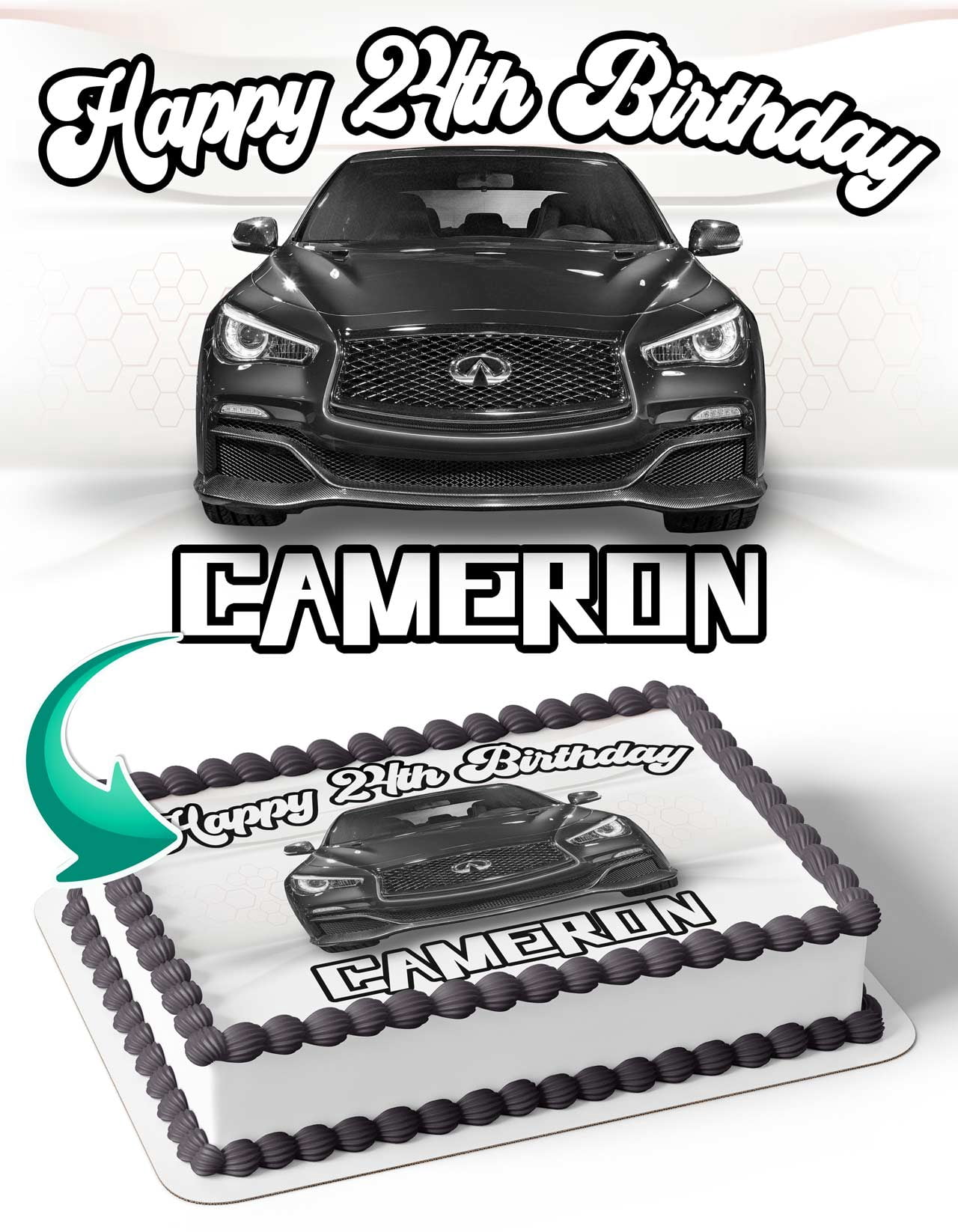 Infinity Q50 Edible Image Cake Topper Personalized Birthday Sheet Decal ...